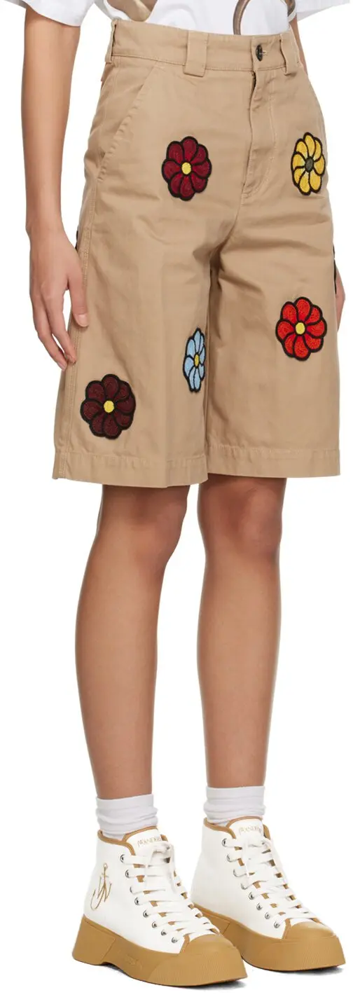 Moncler Embroidered Flower Bermuda Shorts