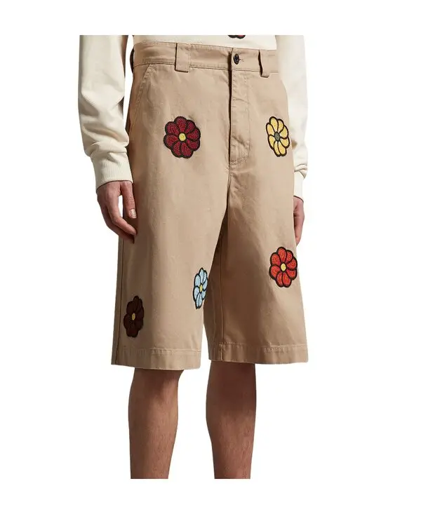 Moncler Embroidered Flower Bermuda Shorts