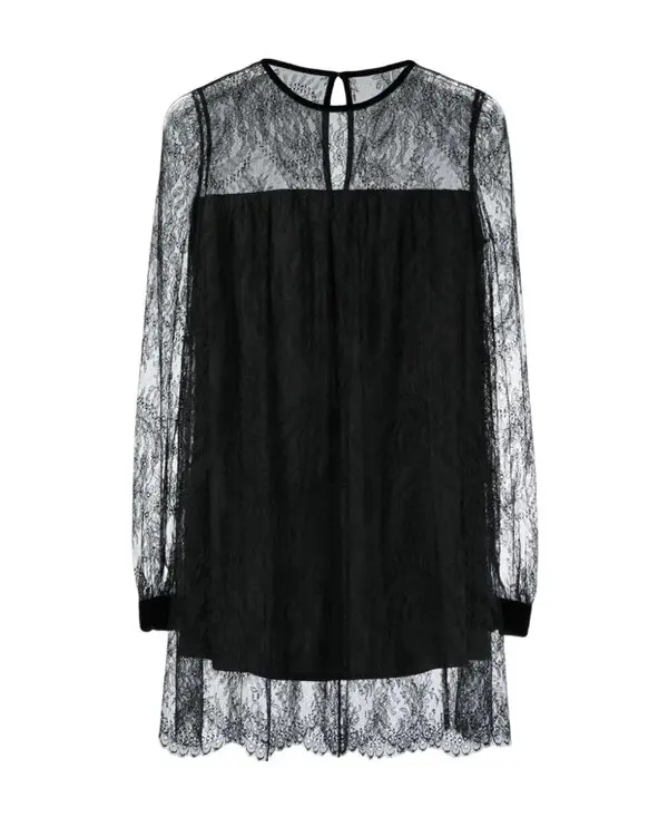 Saint Laurent Lace-detail Layered Mini Dress - Black