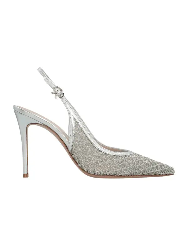 GIANVITO ROSSI Slingback Mesh Stiletto Heel Pumps - Silver