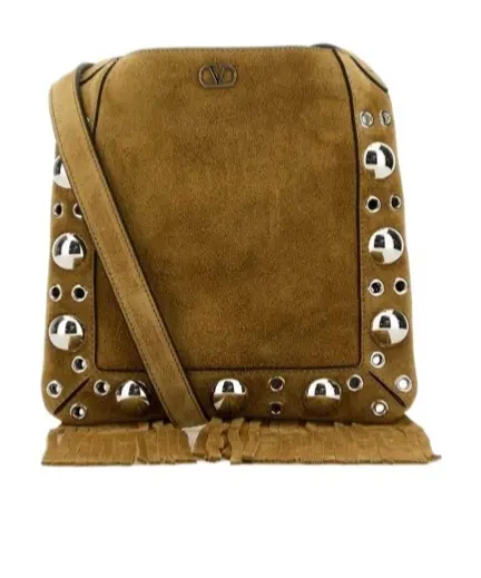 Valentino Garavani Vlogo Signature Fringed Shoulder Bag