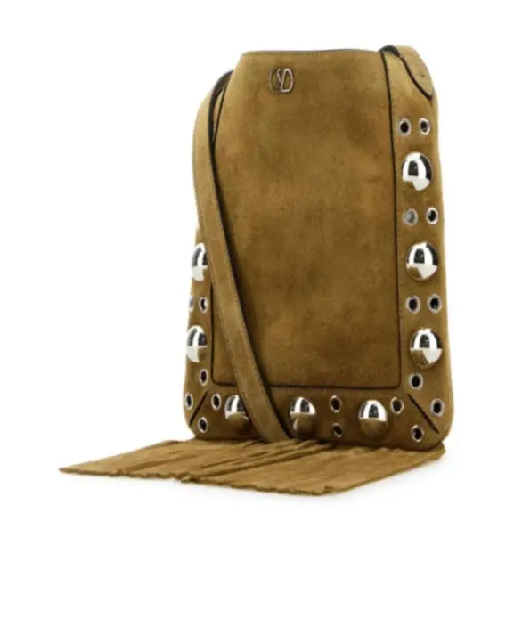Valentino Garavani Vlogo Signature Fringed Shoulder Bag