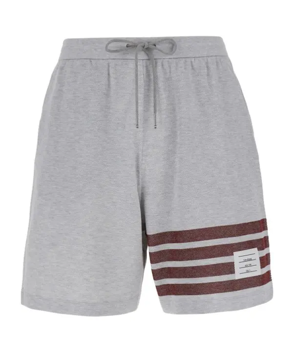 Thom Browne Four-bar Stripe Drawstring Track Shorts - Gray