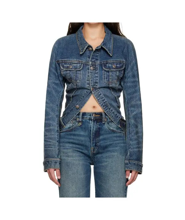 R13 Skinny Wrap Around Denim Trucker Jacket