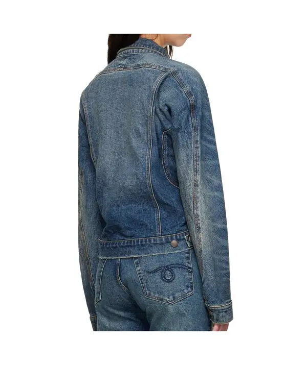 R13 Skinny Wrap Around Denim Trucker Jacket