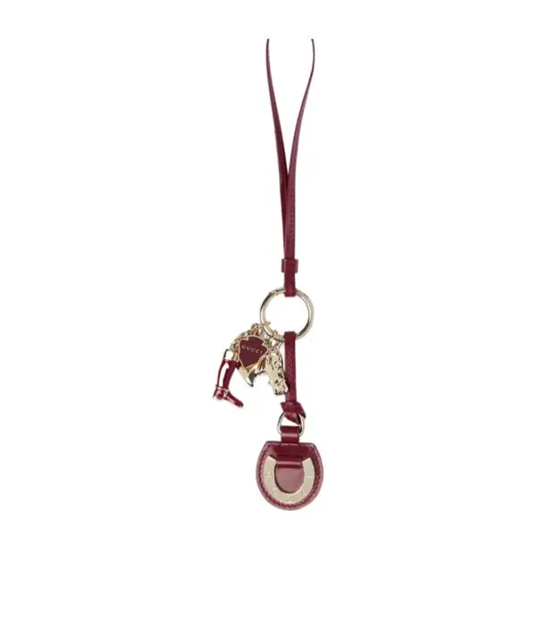 Gucci Horseshoe-shaped Bag Charm - Light Gold Metal And Red