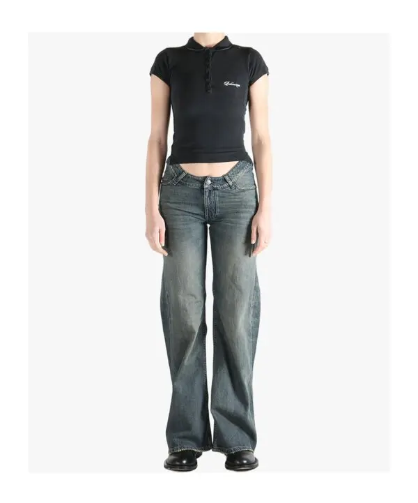 Balenciaga Logo Embroidered Cropped Polo Shirt