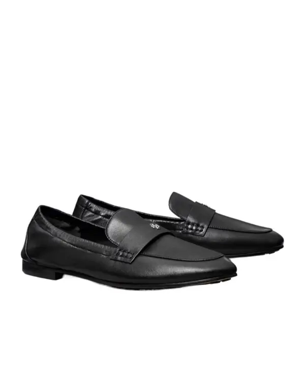 Tory Burch Logo Plaque Ballet Loafers - Black