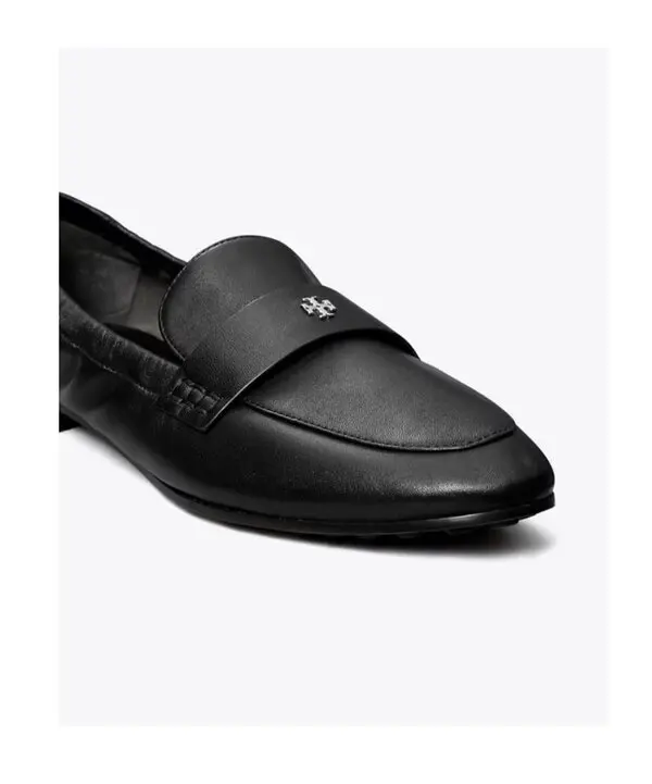 Tory Burch Logo Plaque Ballet Loafers - Black