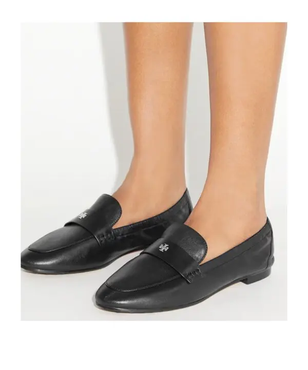Tory Burch Logo Plaque Ballet Loafers - Black