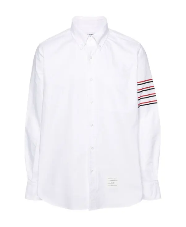 Thom Browne 4-bar Stripe Detailed Buttoned Shirt - White