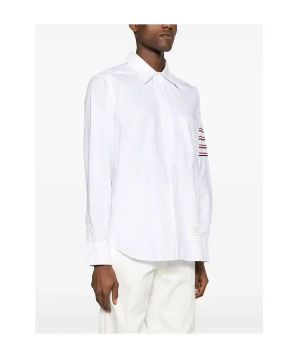 Thom Browne 4-bar Stripe Detailed Buttoned Shirt - White