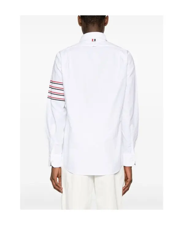 Thom Browne 4-bar Stripe Detailed Buttoned Shirt - White