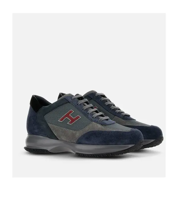 Hogan Interactive Lace-up Sneakers With H-shaped Detailing - Black
