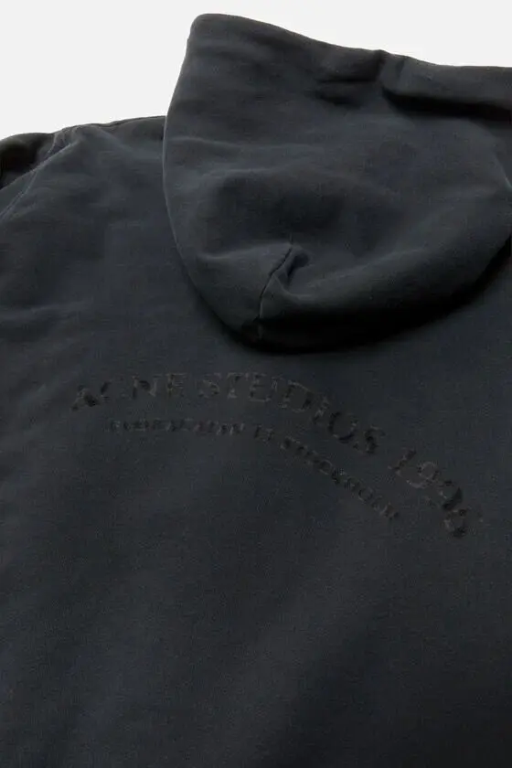 Acne Studios Hooded Zipper Sweater With Logo Detail - Black