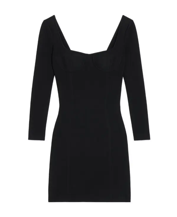 Celine Corset Dress In Underpinning Viscose - Black