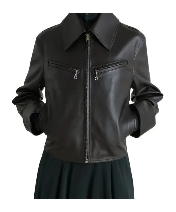 LEMAIRE Boxy Leather Blouson - Mocha