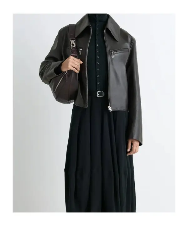 LEMAIRE Boxy Leather Blouson - Mocha
