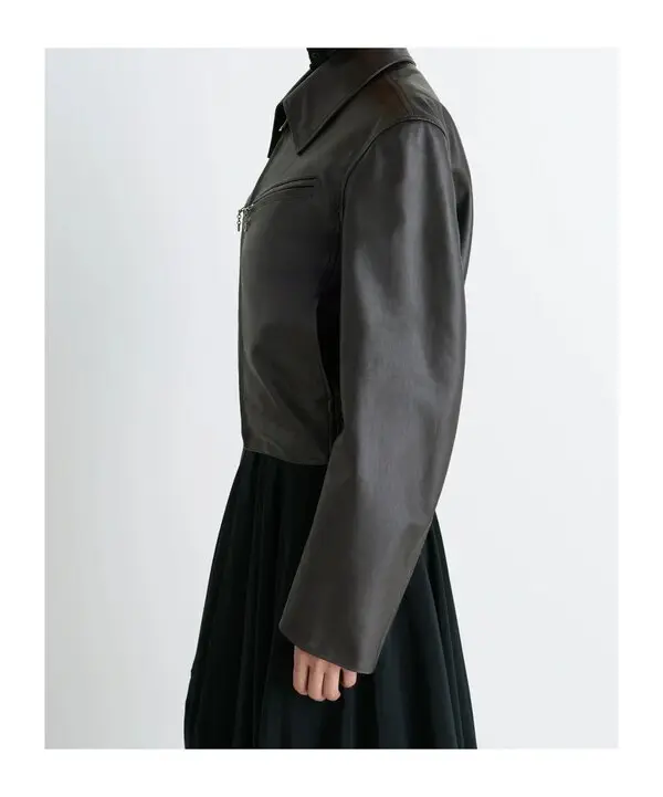 LEMAIRE Boxy Leather Blouson - Mocha