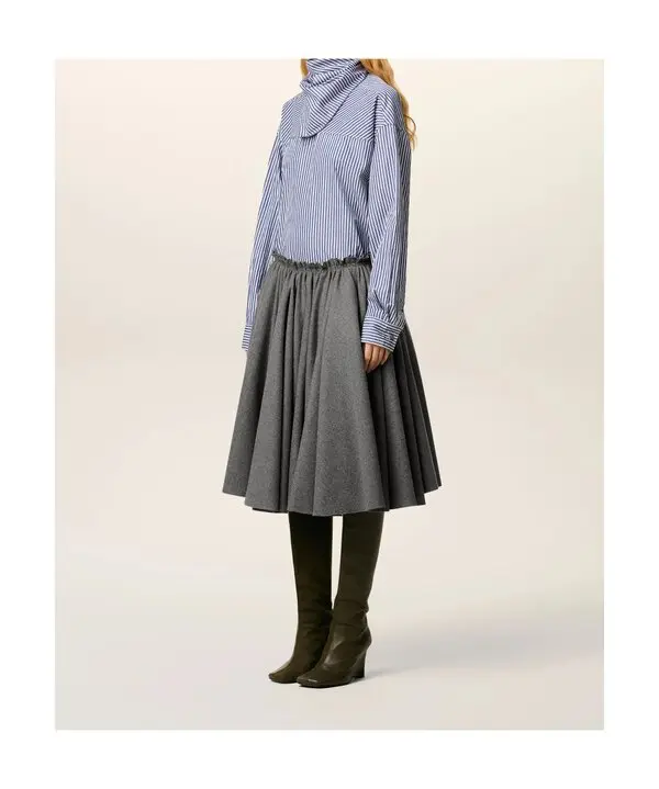 AMI Paris Elastic Waist Midi Corolla Skirt