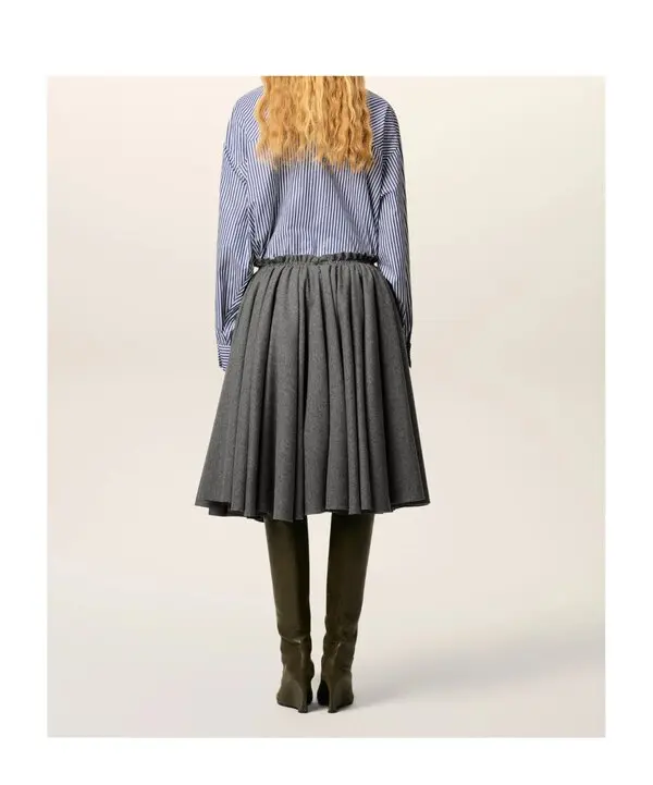 AMI Paris Elastic Waist Midi Corolla Skirt