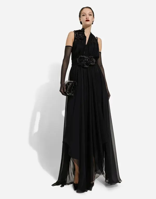 Dolce & Gabbana Floral Embellished Chiffon Gown
