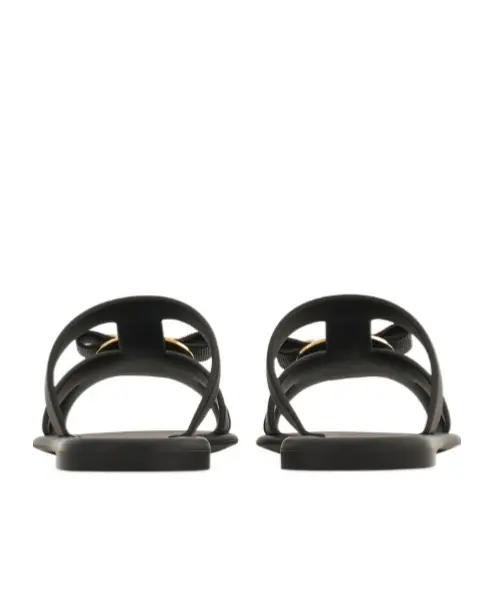 FERRAGAMO Vara Plate Strappy Slides - Black