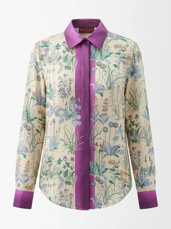 Gucci Printed Silk Twill Shirt