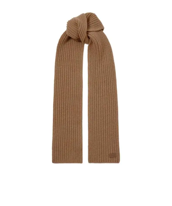 Saint Laurent Appliquéd Ribbed Cashmere Scarf - Brown