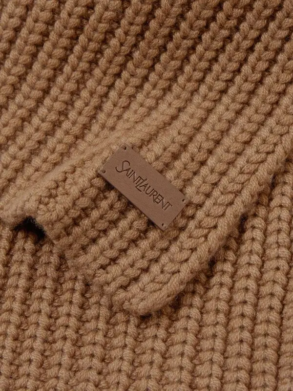 Saint Laurent Appliquéd Ribbed Cashmere Scarf