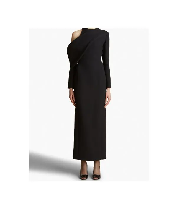 Khaite Long-sleeved Asymmetrical Draped Maxi Dress