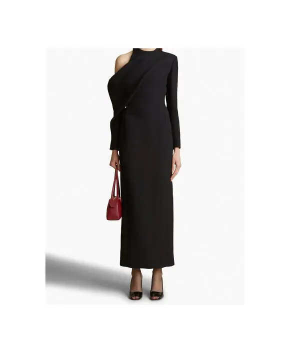 Khaite Long-sleeved Asymmetrical Draped Maxi Dress