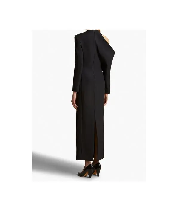 Khaite Long-sleeved Asymmetrical Draped Maxi Dress