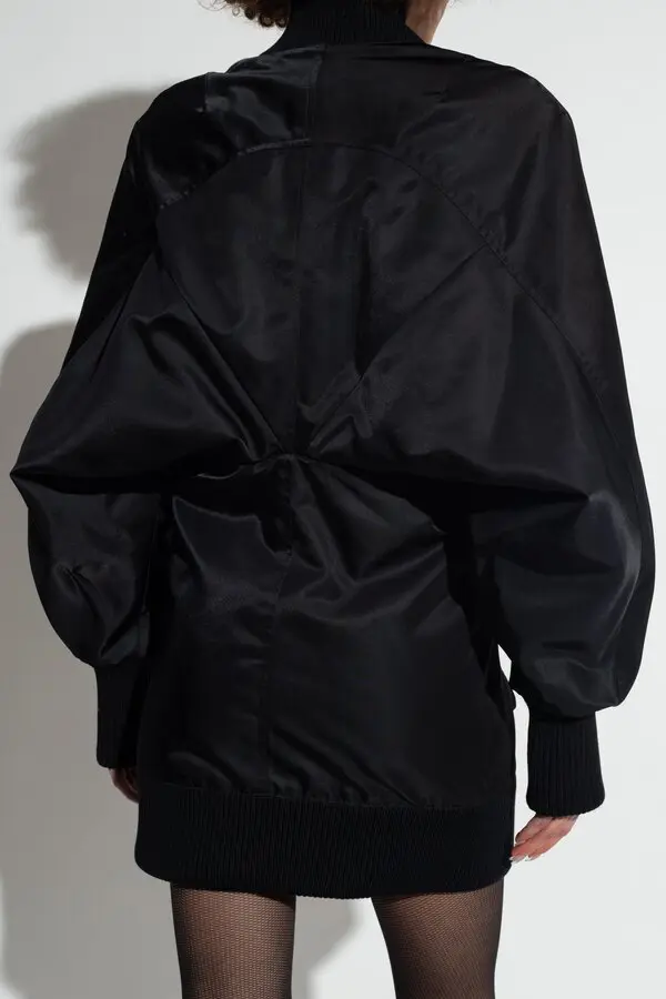 Off-White Ruched Puff-sleeved Dress