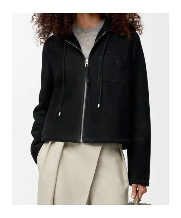 Loewe Shearling Zip-up Hooded Jacket
