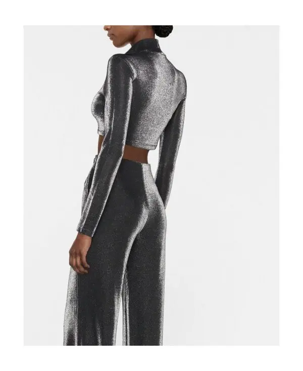 ROTATE BY BIRGER CHRISTENSEN High-neck Cropped Blouse
