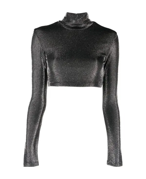 ROTATE BY BIRGER CHRISTENSEN High-neck Cropped Blouse