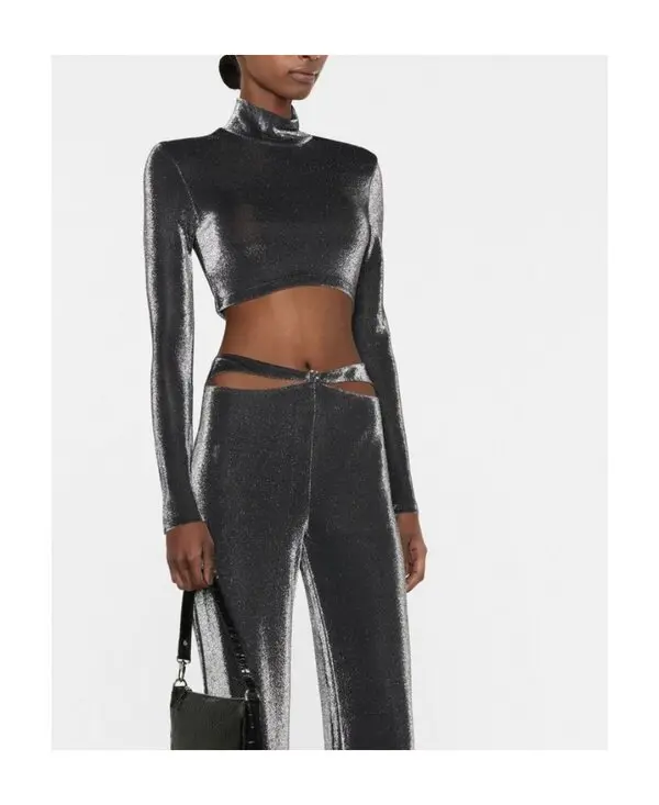 ROTATE BY BIRGER CHRISTENSEN High-neck Cropped Blouse