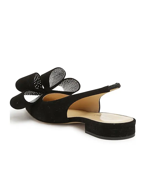 MACHMACH Pointed Flat Slingbacks With Embellished Bow