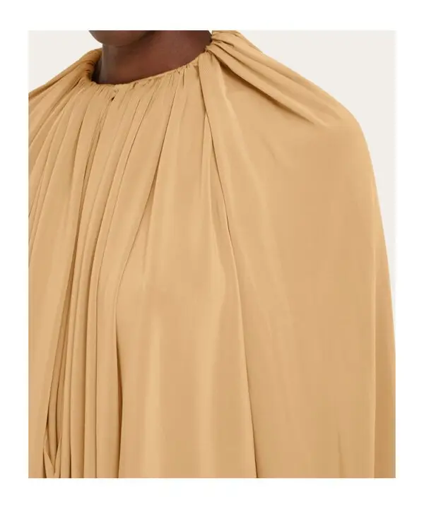 FERRAGAMO Long Sleeve Pleated Blouse With Slit Back - Blush Pink