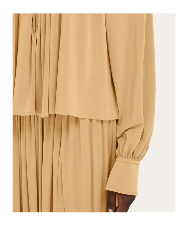 FERRAGAMO Long Sleeve Pleated Blouse With Slit Back - Blush Pink