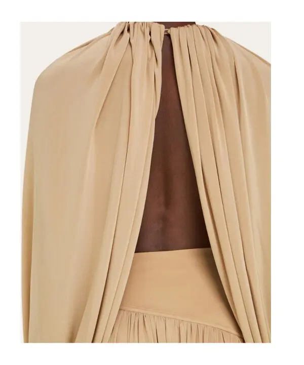 FERRAGAMO Long Sleeve Pleated Blouse With Slit Back - Blush Pink