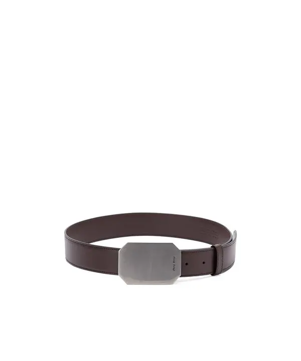 Miu Miu Logo Engraved Buckle Fastened Belt - Black