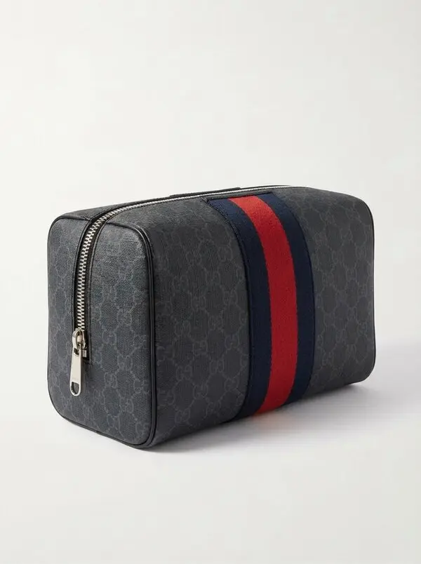 Gucci Monogram Signature Striped Toiletry Bag - Dark Gray