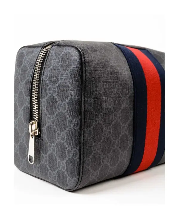 Gucci Monogram Signature Striped Toiletry Bag - Dark Gray