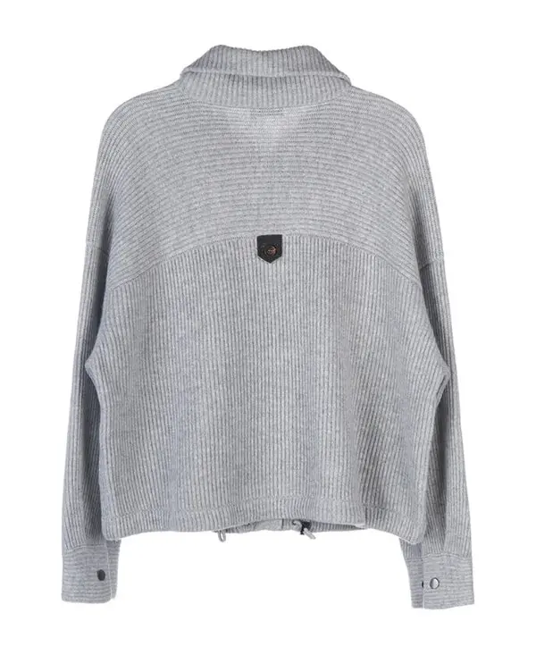 Brunello Cucinelli Ribbed Knit Lapel Cardigan With Pockets