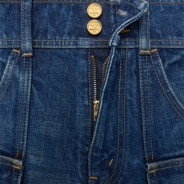 Celine Kitty Shorts In Dark Wash Denim