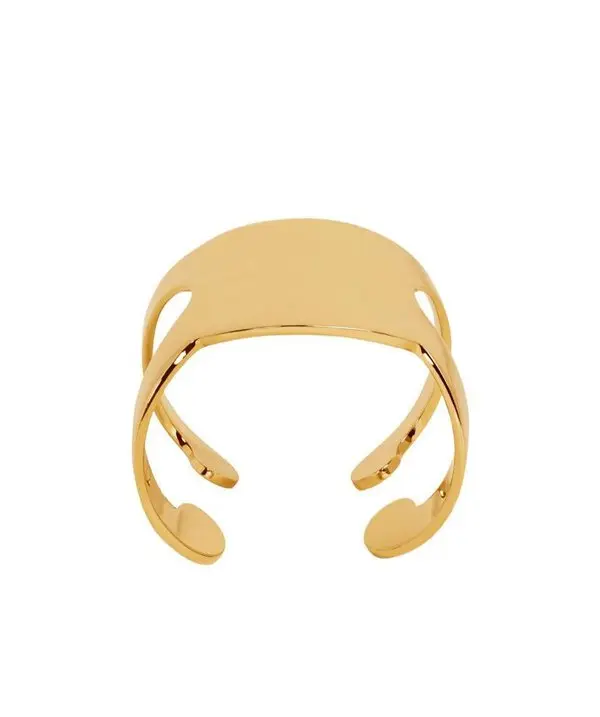 Celine Triomphe Shadow Cuff In Brass With Gold Finish - Yellow
