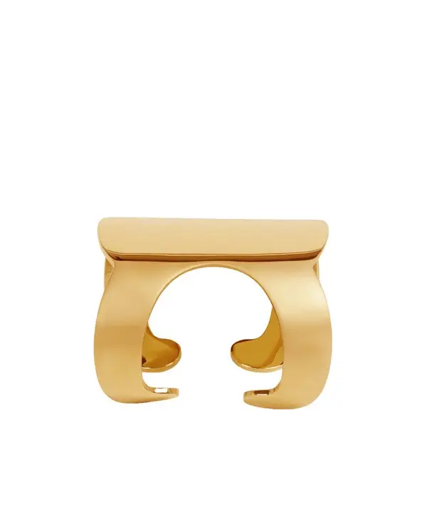 Celine Triomphe Shadow Cuff In Brass With Gold Finish