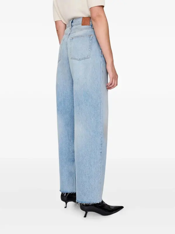 ANINE BING Manon Frayed Straight Leg Jeans - Blue